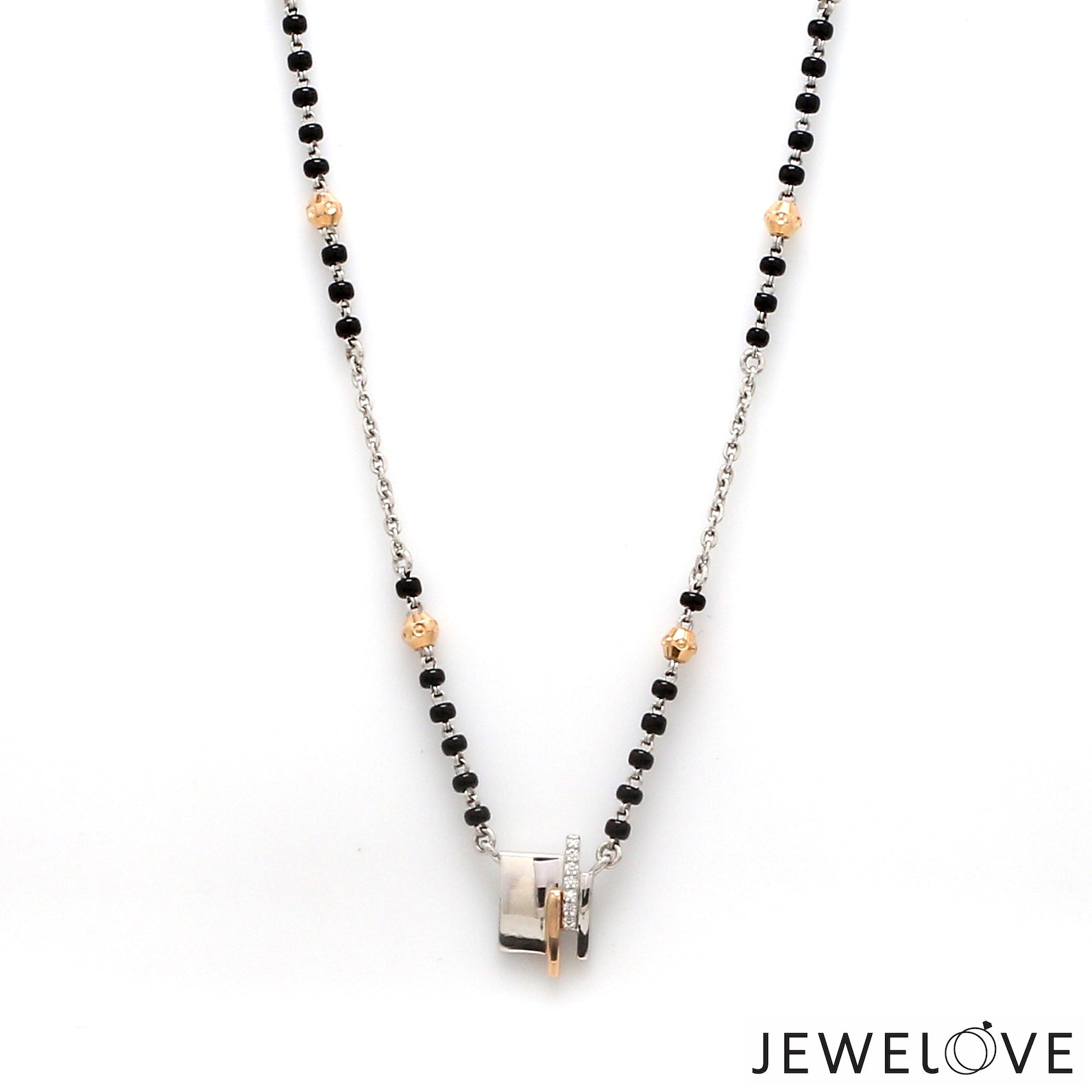 Platinum Rose Gold Diamond Mangalsutra Pendant Cable Chain JL PT MS 107 Si IJ