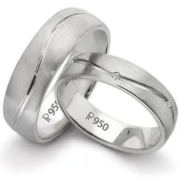 Super Sale JL PT 130 Platinum Couple Ring Sizes 16 7 Both Si IJ